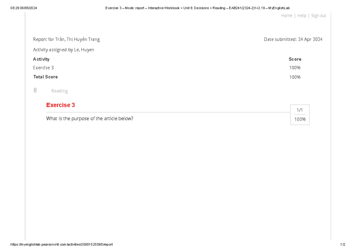 Exercise 3 – Mode report – Interactive Workbook Unit 8 Decisions ...