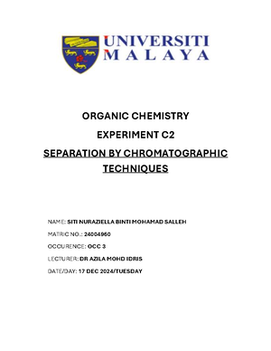 LAB REPORT EXPERIMENT C1 - SIC1011 SAFETY & BASIC LABORATORY TECHNIQUE ...