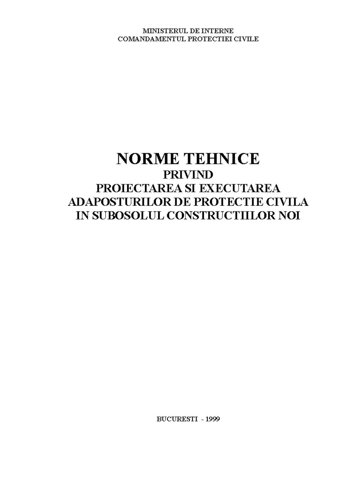 ALA - Norme tehnice pentru adaposturi de protectie civila - Studocu
