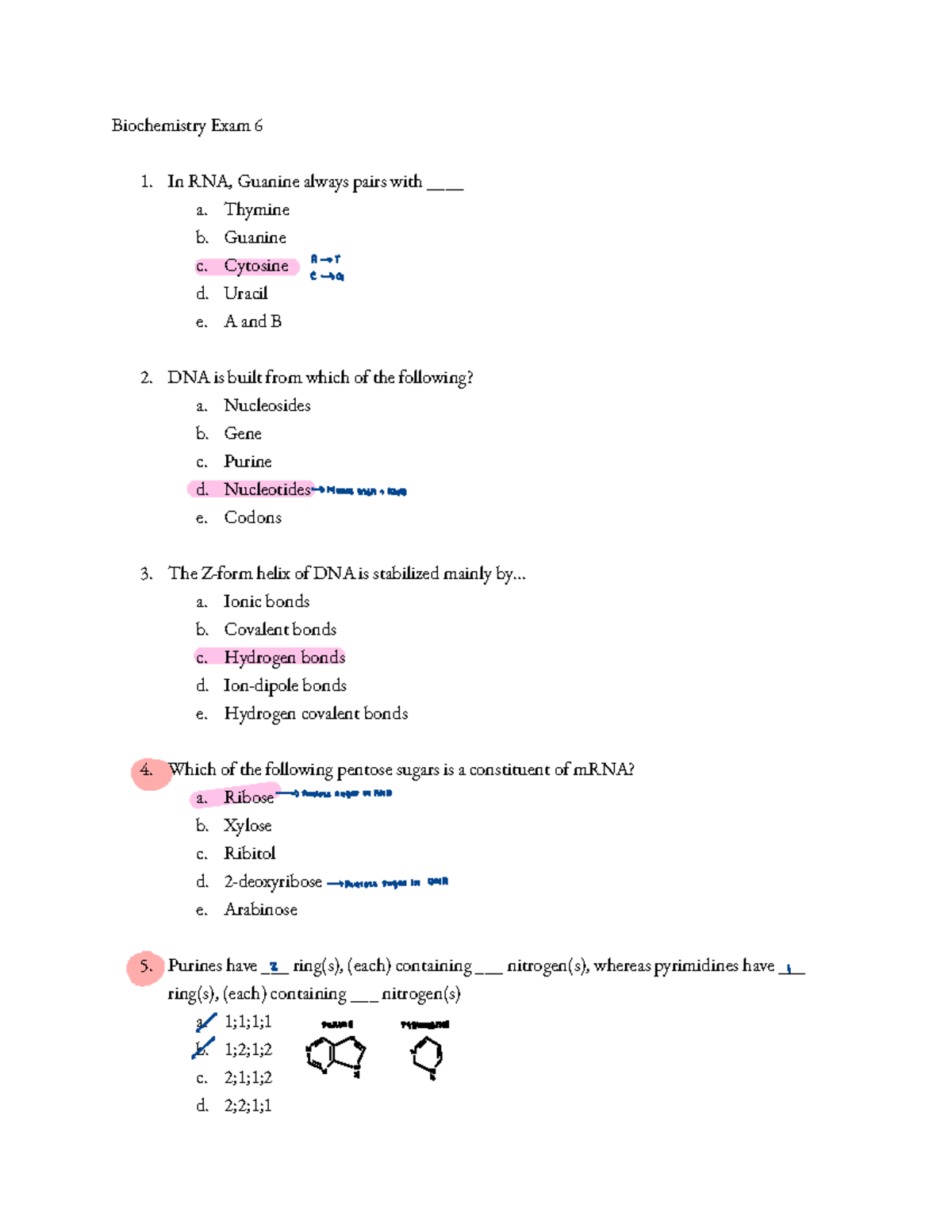 Biochemistry Exam 6 Review Questions and Answers - Studocu