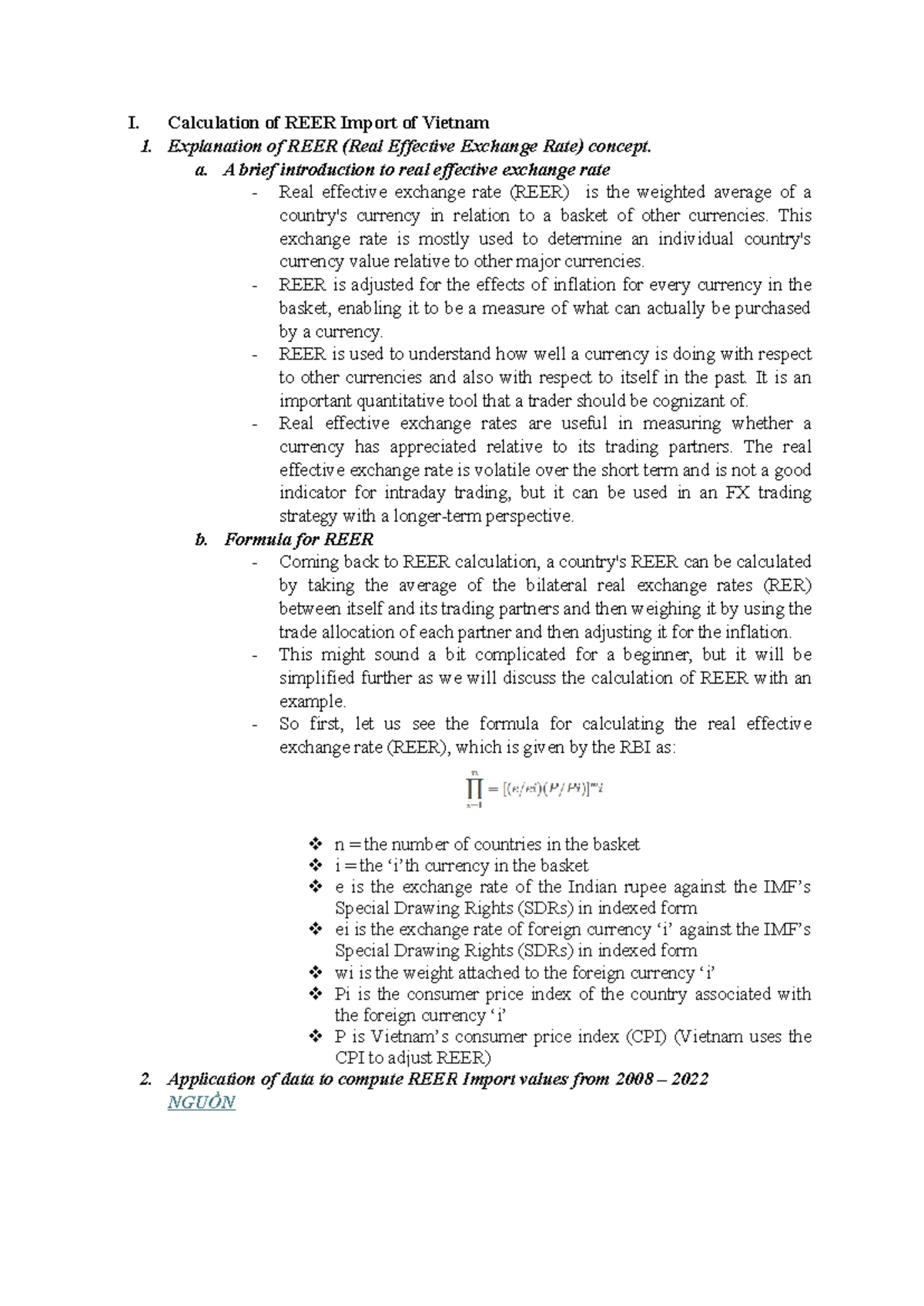 Tcqt - REER Calculation and Vietnam's Import Competitiveness (2008-2022 ...