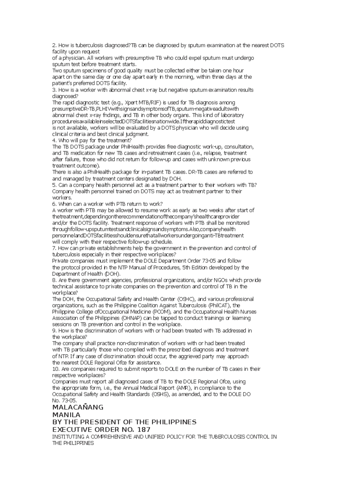 Osh 35 - occupational safety and health management notes - (3) No ...