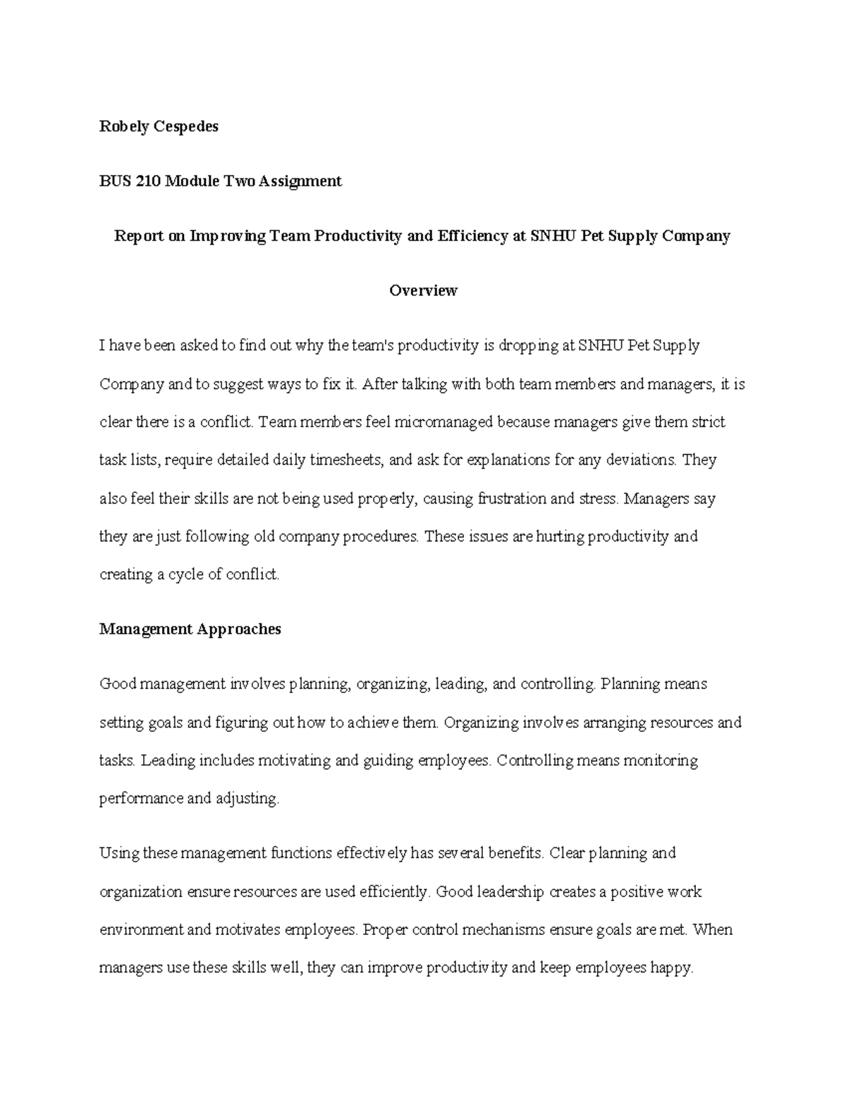 Bus 210 Module 2 assignment - Robely Cespedes BUS 210 Module Two ...
