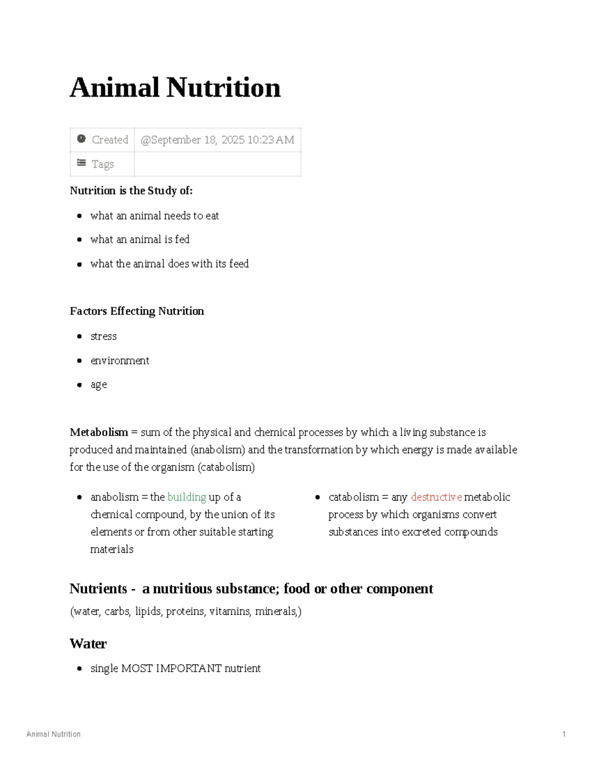 Animal Nutrition Notes (Course Code: AN 101) - Studocu