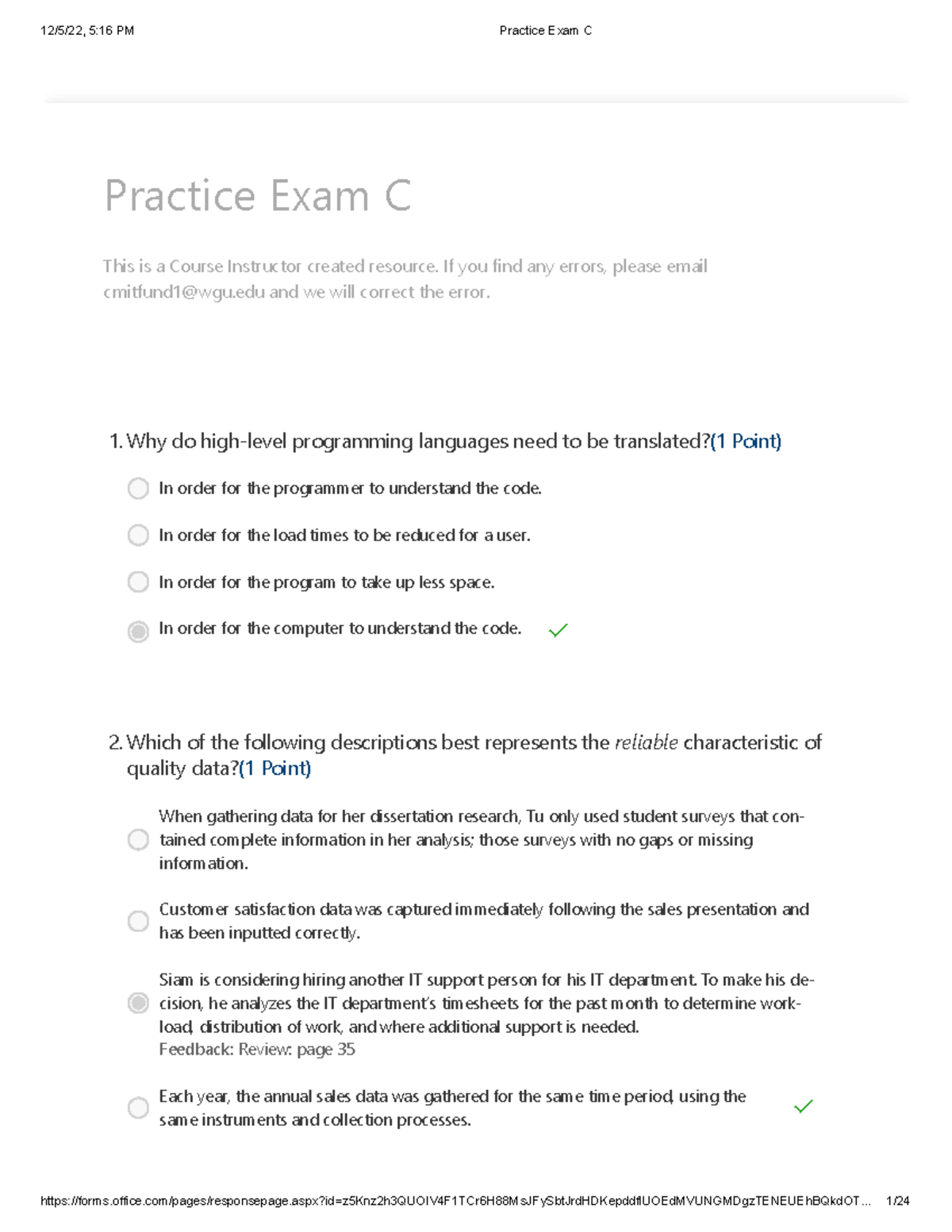 Practice Exam C for IT Fundamentals (CMT-101) - Studocu