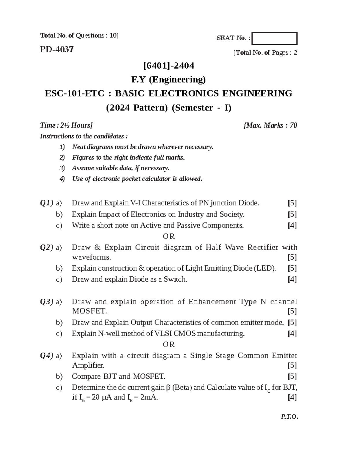 Q.P 2 - May Jun 2025 - F.Y Engineering Basic Electronics Exam - Studocu