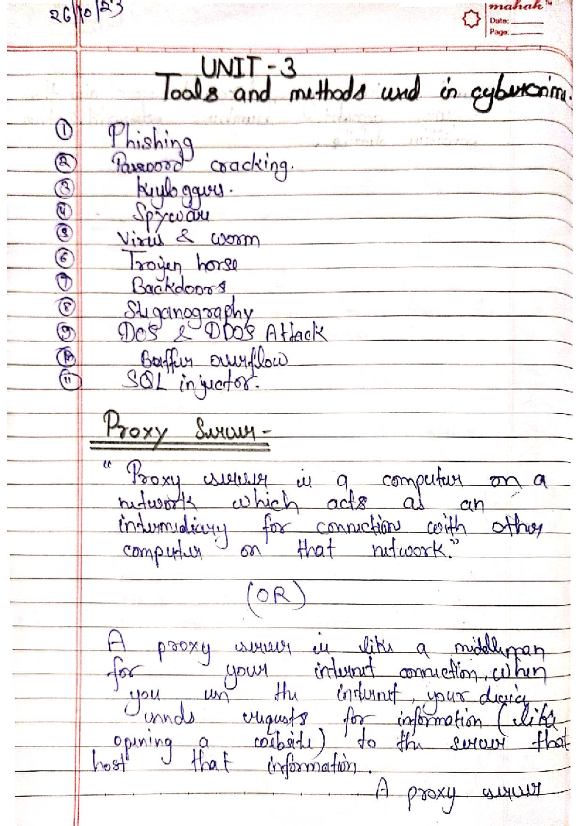 Cyber Security Unit 3 Notes In Mahak Date Page Unit Tools And