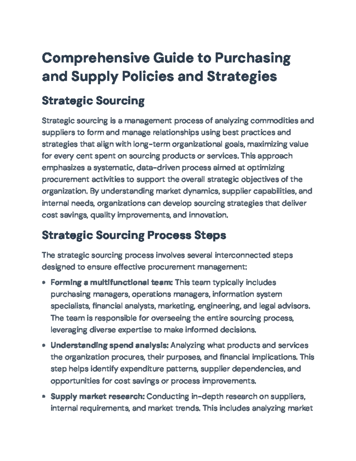Comprehensive Overview of Strategic Sourcing & Outsourcing Policies - Studocu
