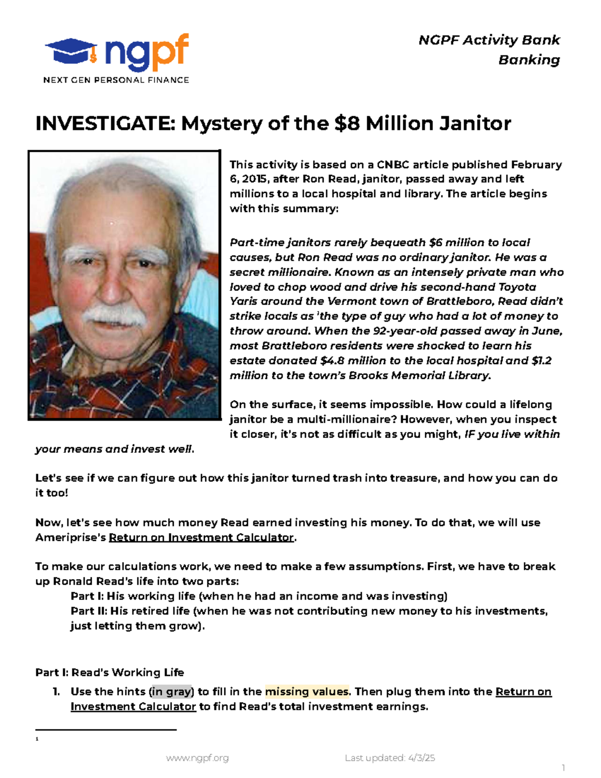 NGPF Activity Bank: Investigate the $8 Million Janitor Mystery - Studocu