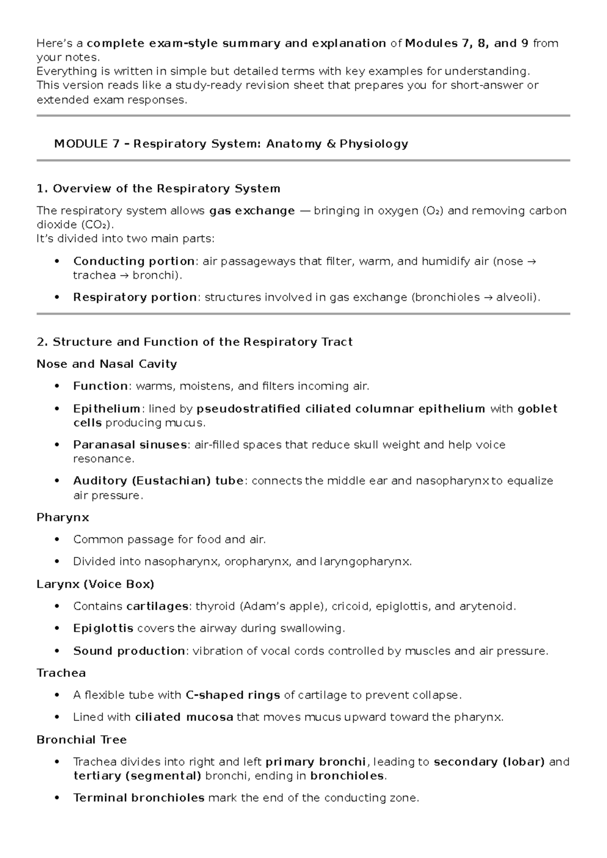 EXAM Notes: Summary & Feedforward for Modules 7-9 - Studocu
