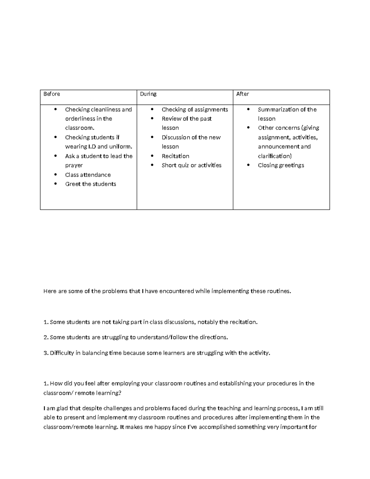 Class Routine Implementation and Challenges in Remote Learning - Studocu