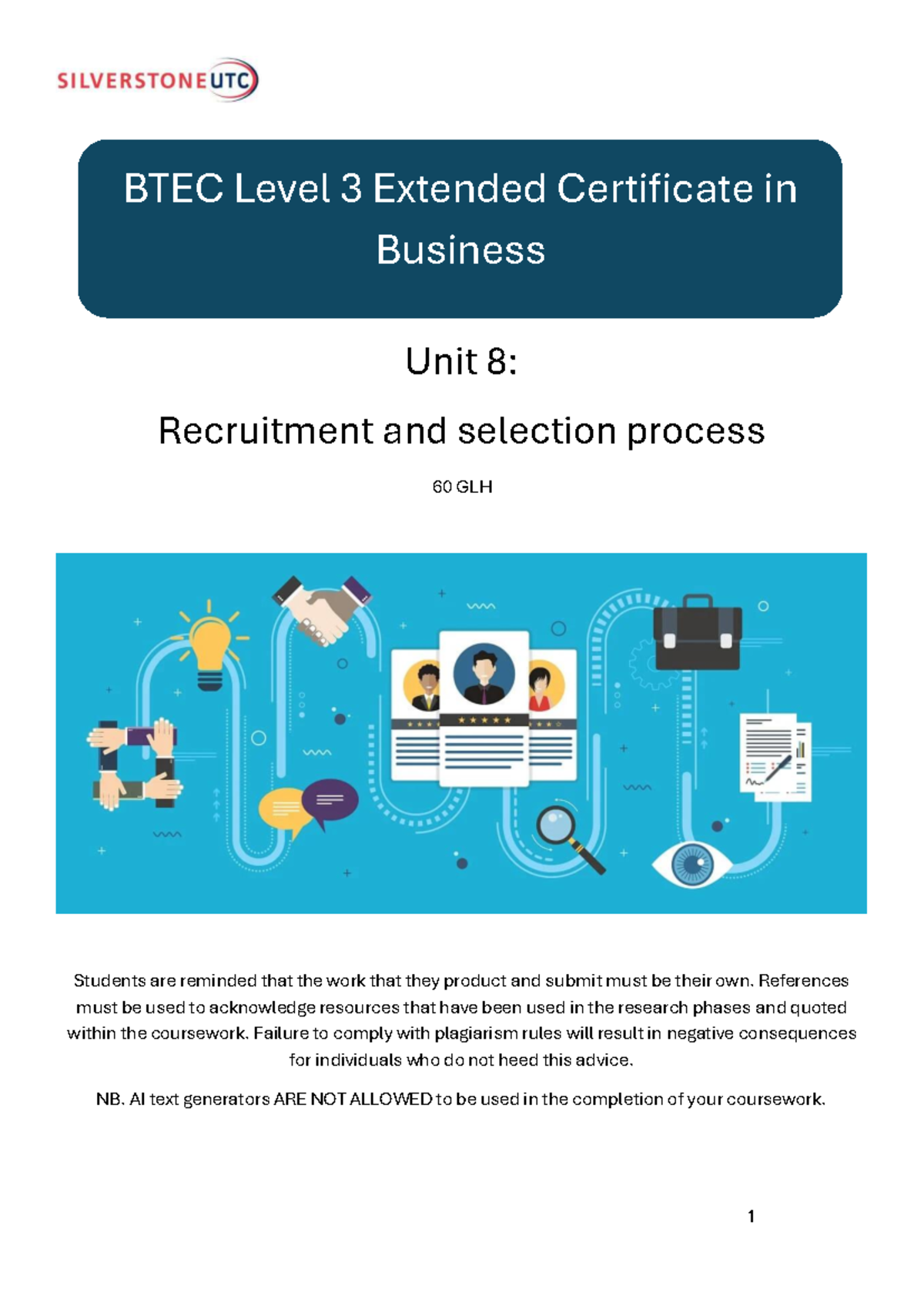 BTEC Level 3 Business Unit 8: Recruitment & Selection Process Guide ...