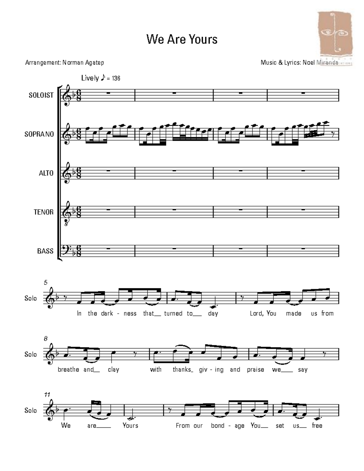 We Are Yours - Sheet Music Arrangement (Lively e 136 b6) - Studocu