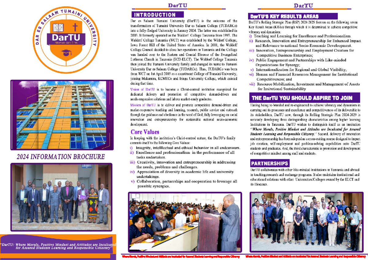 DarTU's Key Results Areas: Aspiring for Excellence in Student Learning ...