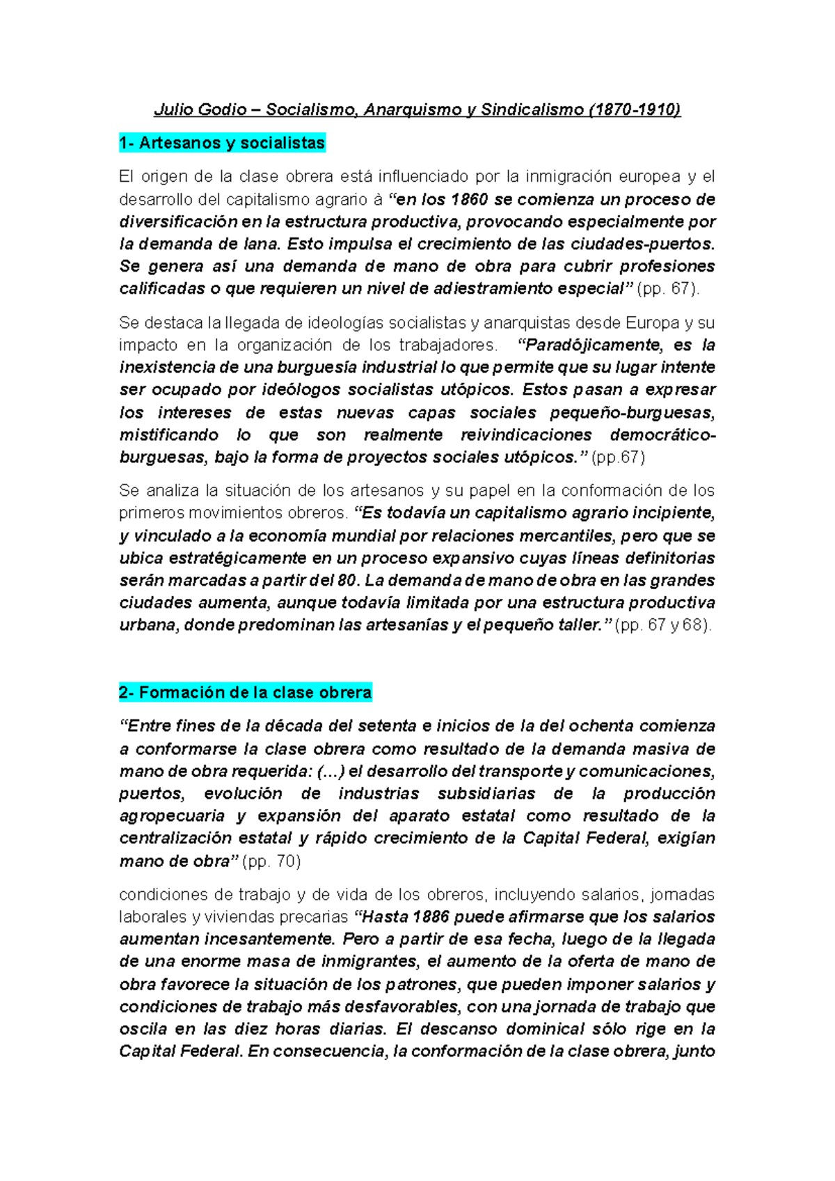 Julio Godio: Resumen del Libro sobre Clases Obreras y Movimientos ...