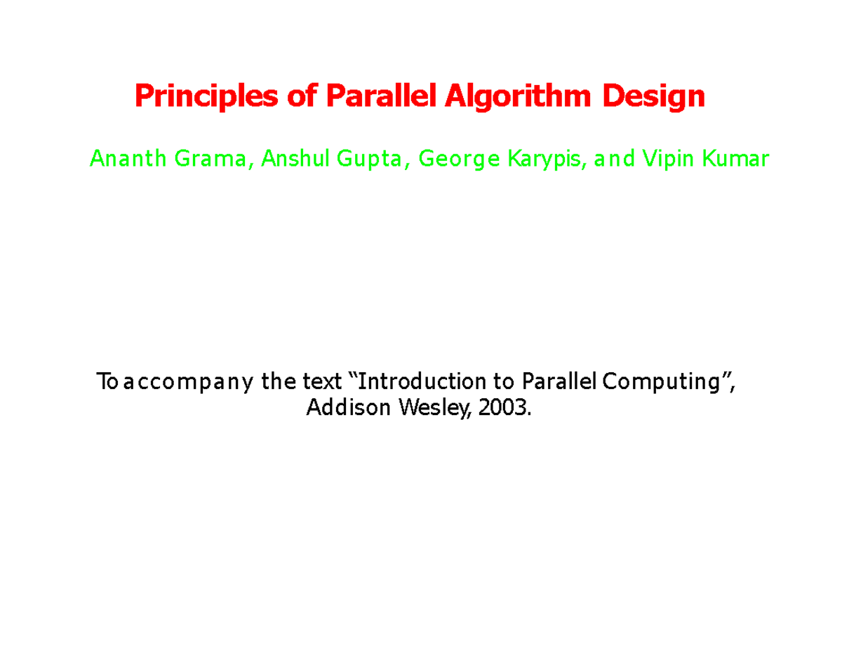 HPC UNIT II: Principles of Parallel Algorithm Design Presentation - Studocu