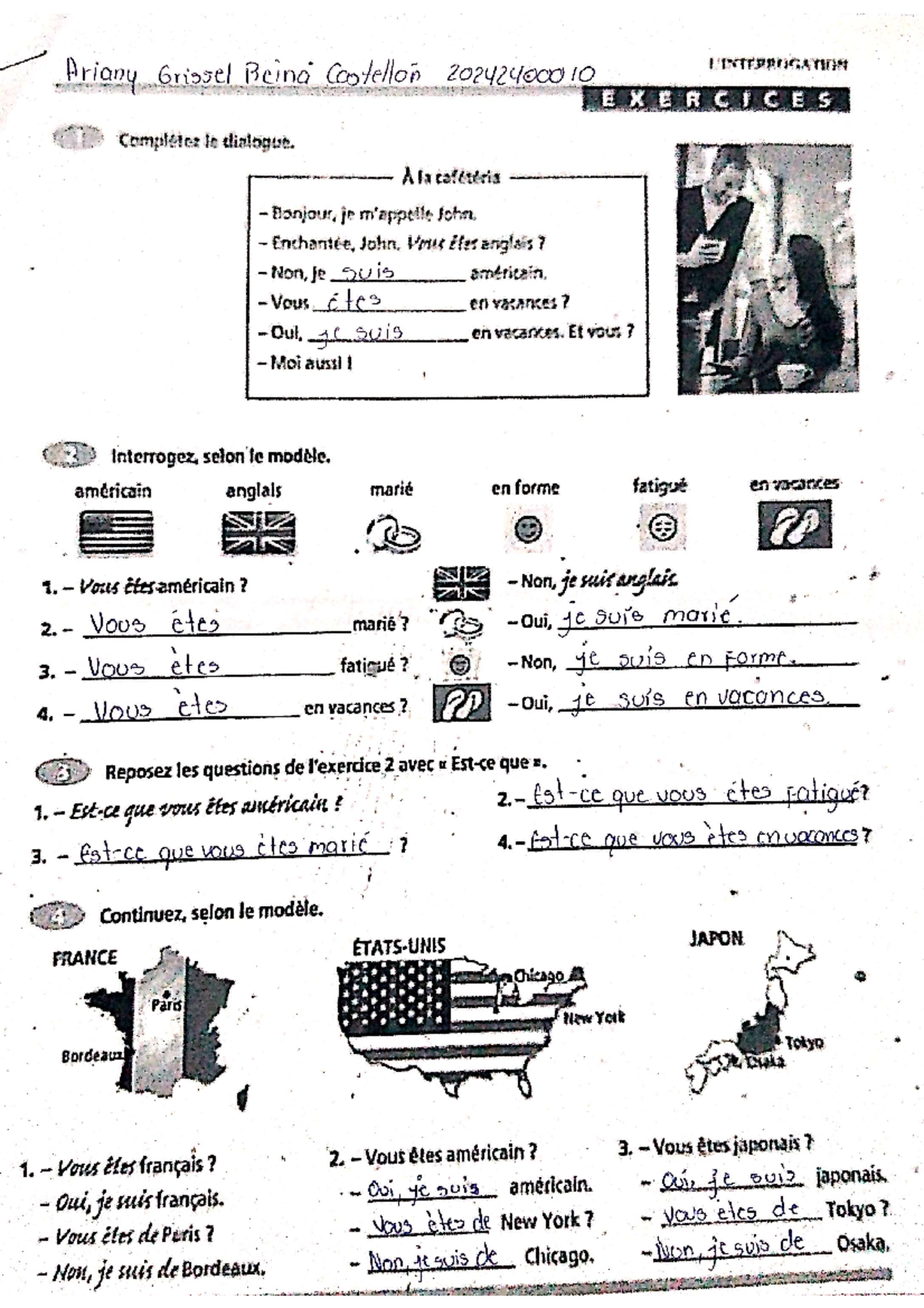 tarea frances primera unidaad - Ariany Grissel Beina Castellon INTERROGATION EXERCICES Compléter ...