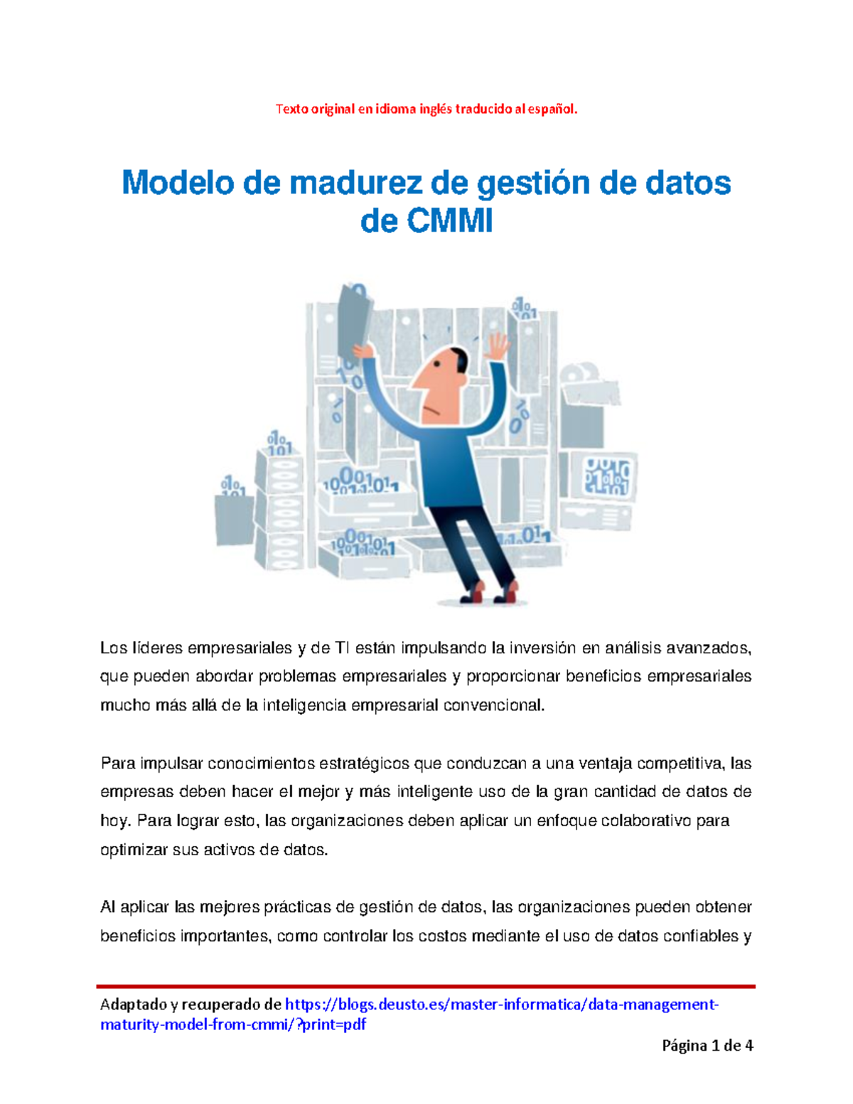 U2 DMM - Modelo de Madurez de Gestión de Datos según CMMI - Studocu