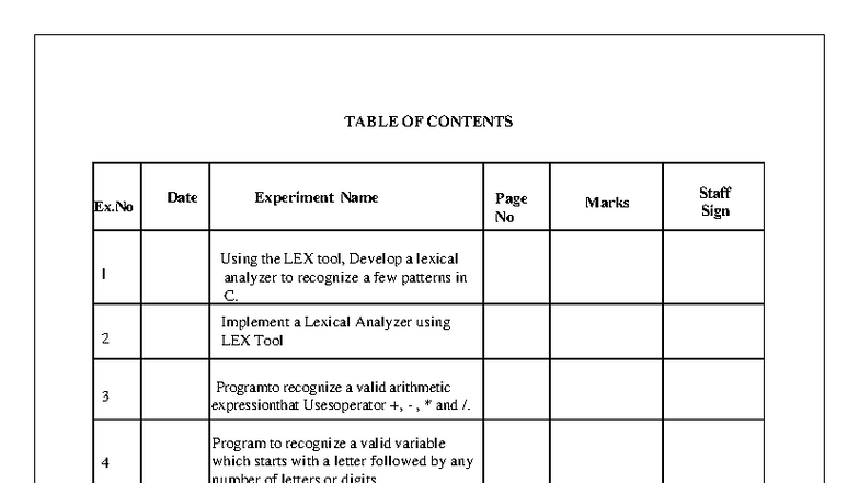 CD Lab Report: Lexical Analyzer & YACC Implementation (CS101) - Studocu