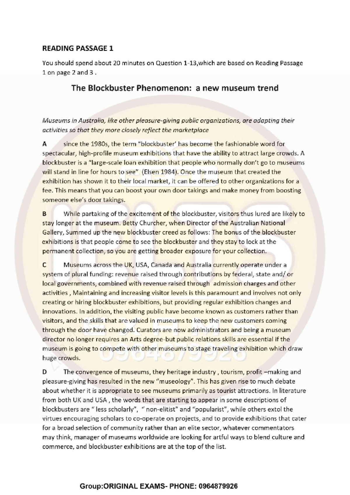 Vol 5 Reading Test 9: Insights on Blockbusters & Bittern Conservation ...