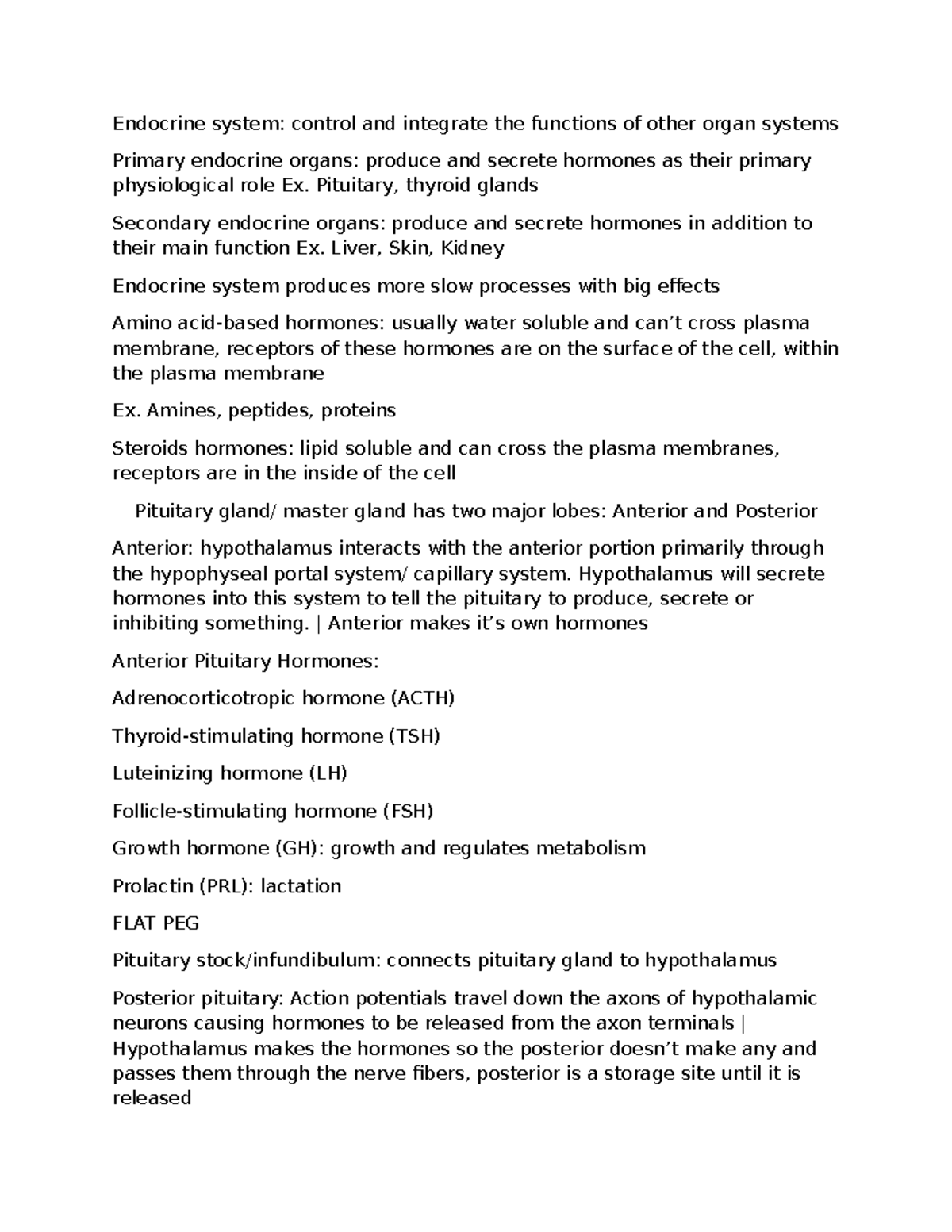 Endocrine System Overview: Key Hormones & Functions Notes - Studocu