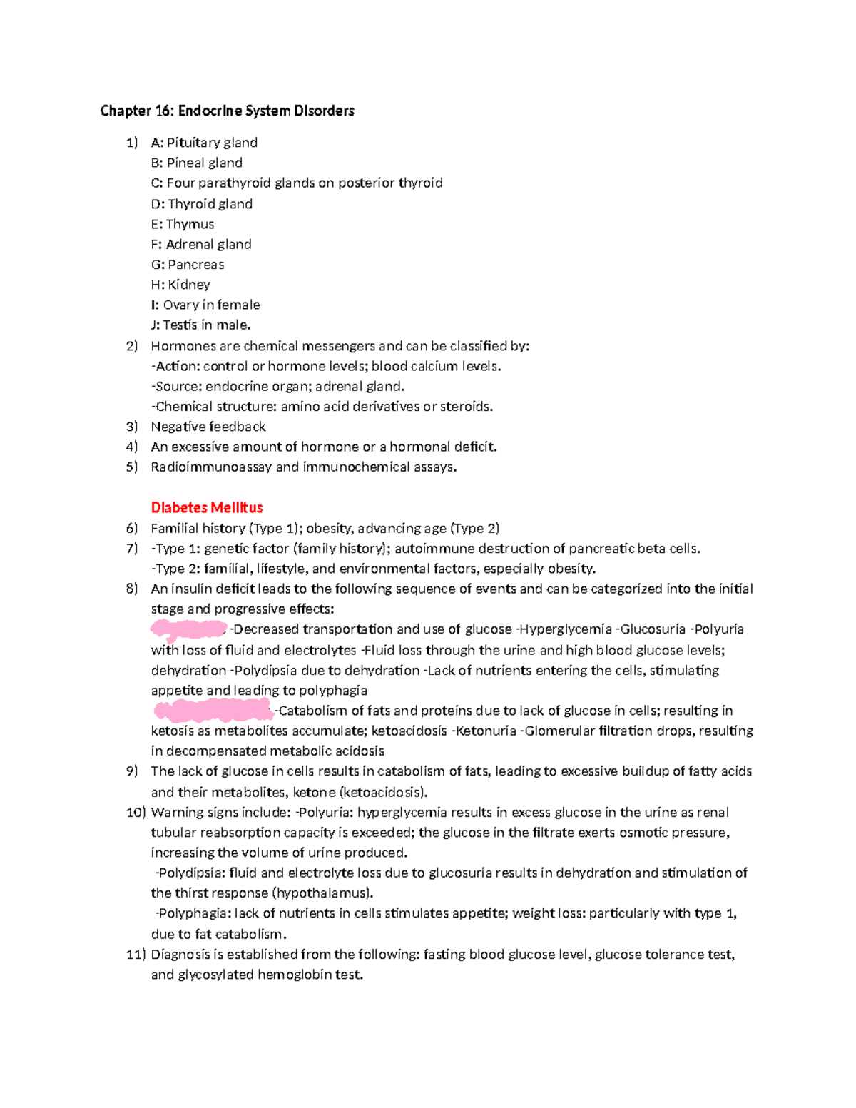 Chapter 16: Endocrine System Disorders Study Guide (Week 9) - Studocu