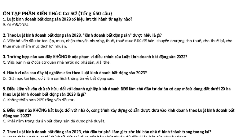 ÔN TẬP KIẾN THỨC CƠ SỞ - PHÁO THI (650 CÂU) - Studocu