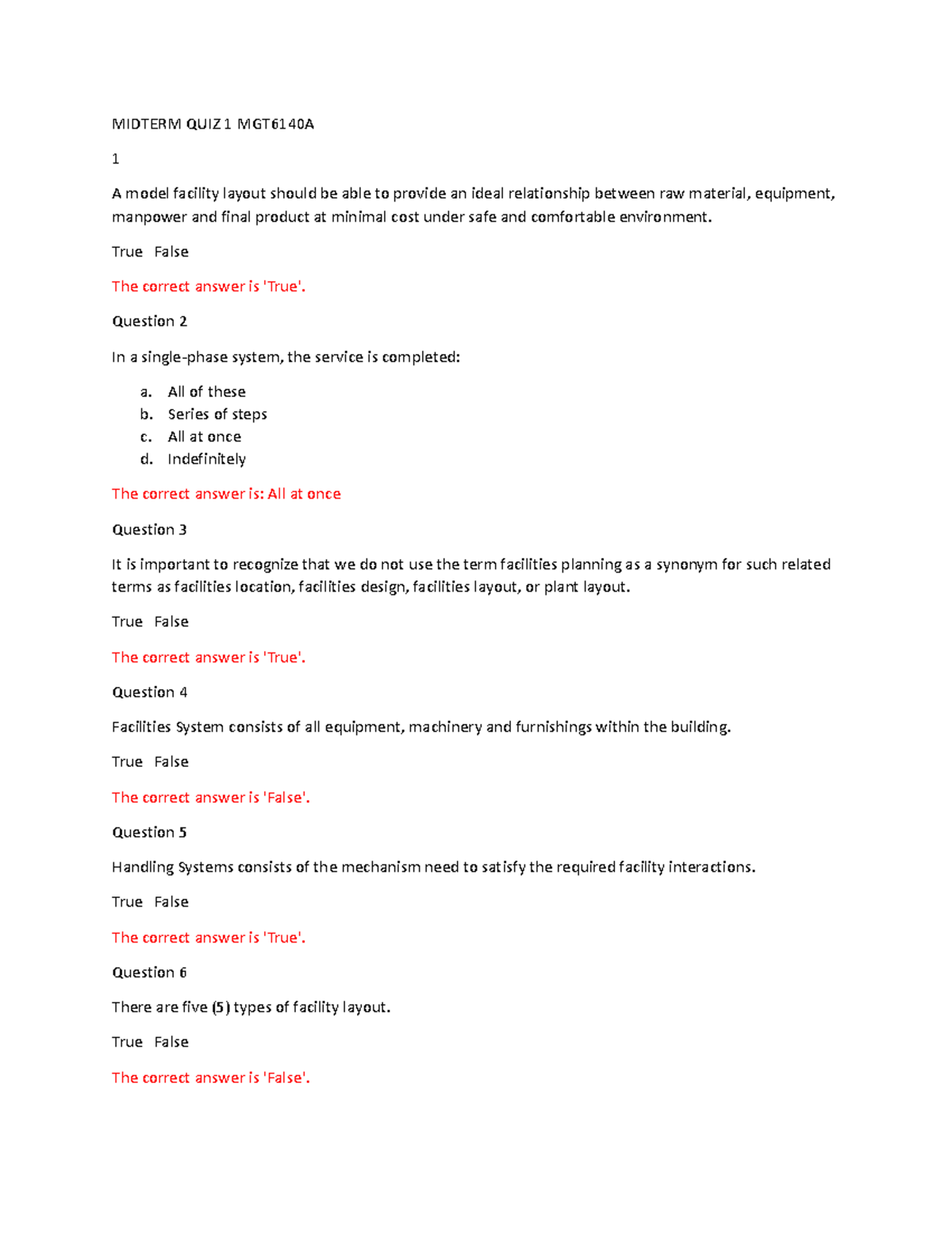 Midterm Quiz 1 & 2 Review for MGT6140A: Key Concepts and Answers - Studocu