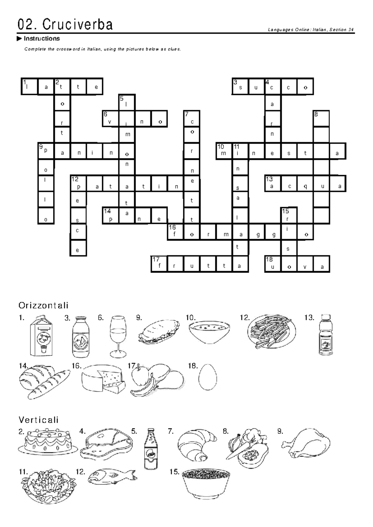 02. Cruciverba: Italian Crossword Puzzle Instructions - Studocu