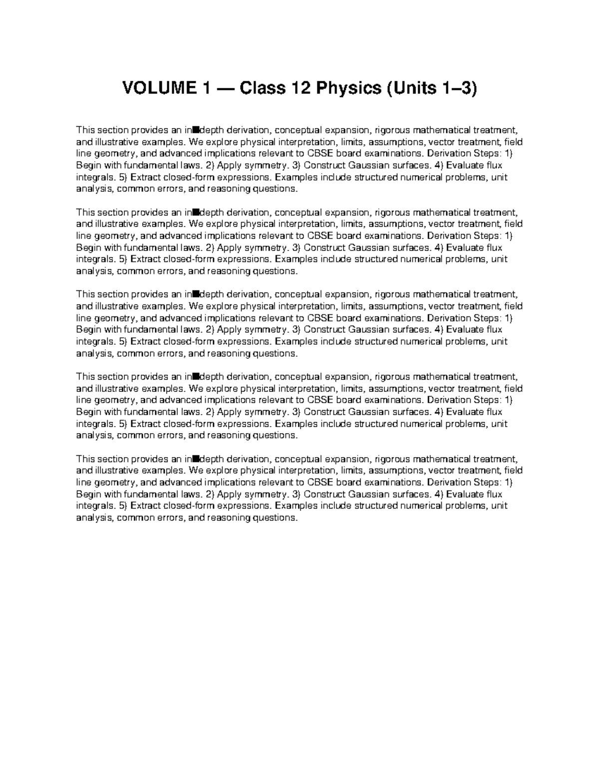 Class 12 Physics V1: Electrostatics, Current & Magnetism Concepts - Studocu