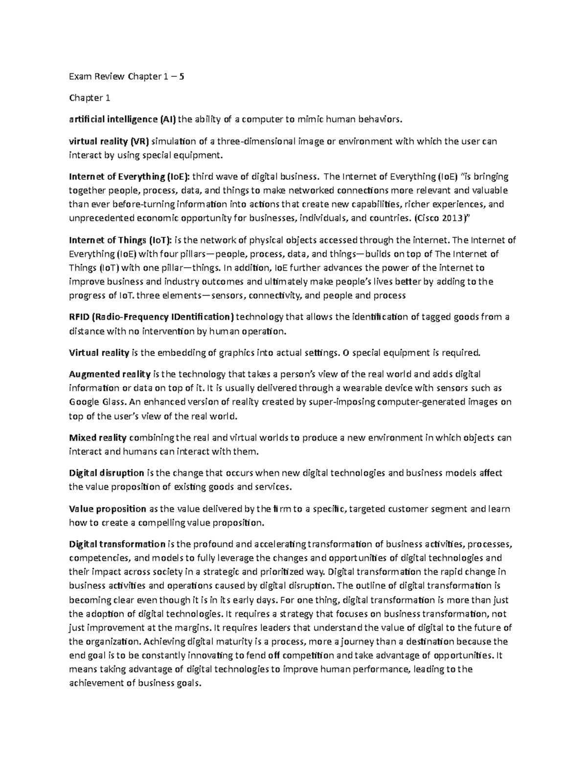 Exam Review: Key Concepts for Course [Course Code] Chapters 1-5 - Studocu