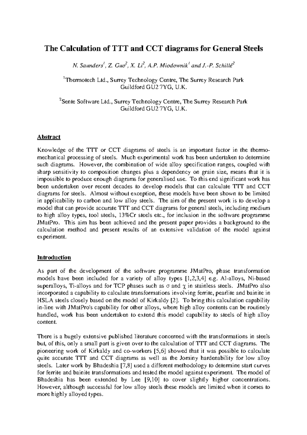Modeling TTT and CCT Diagrams for General Steels: A New Approach - Studocu