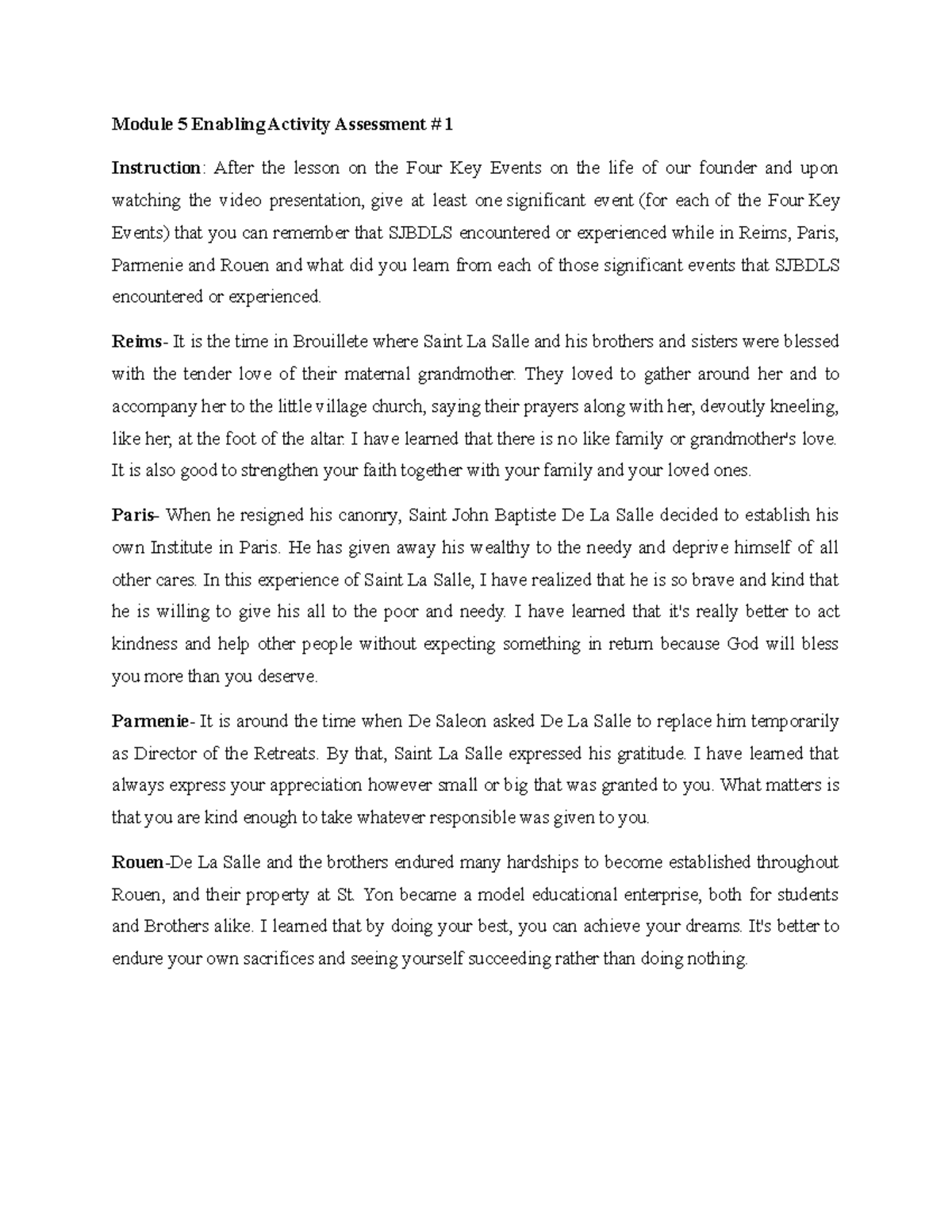 Module 5 Enabling Activity Assessment - Module 5 Enabling Activity ...