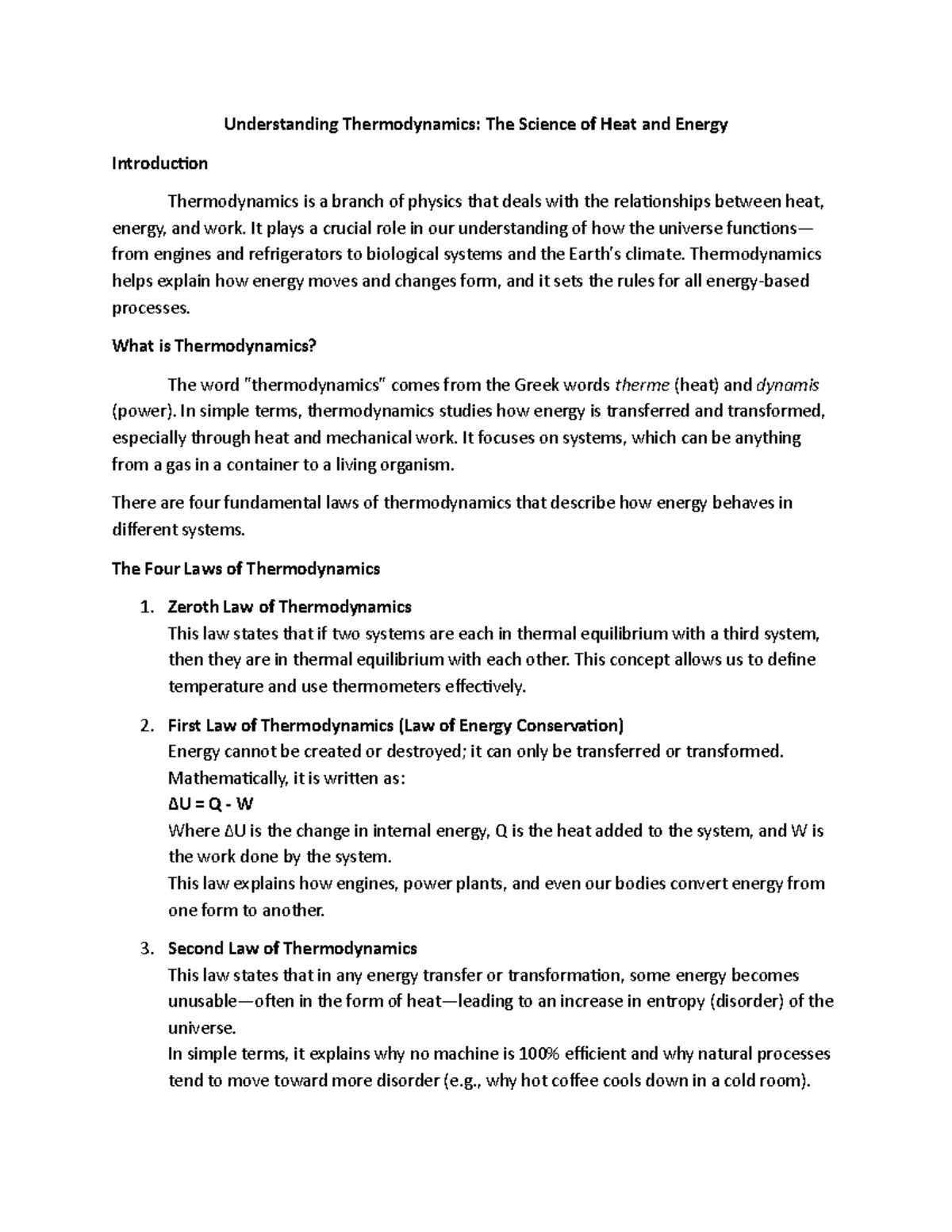 Thermodynamics 101: Key Concepts and Laws Explained - Studocu