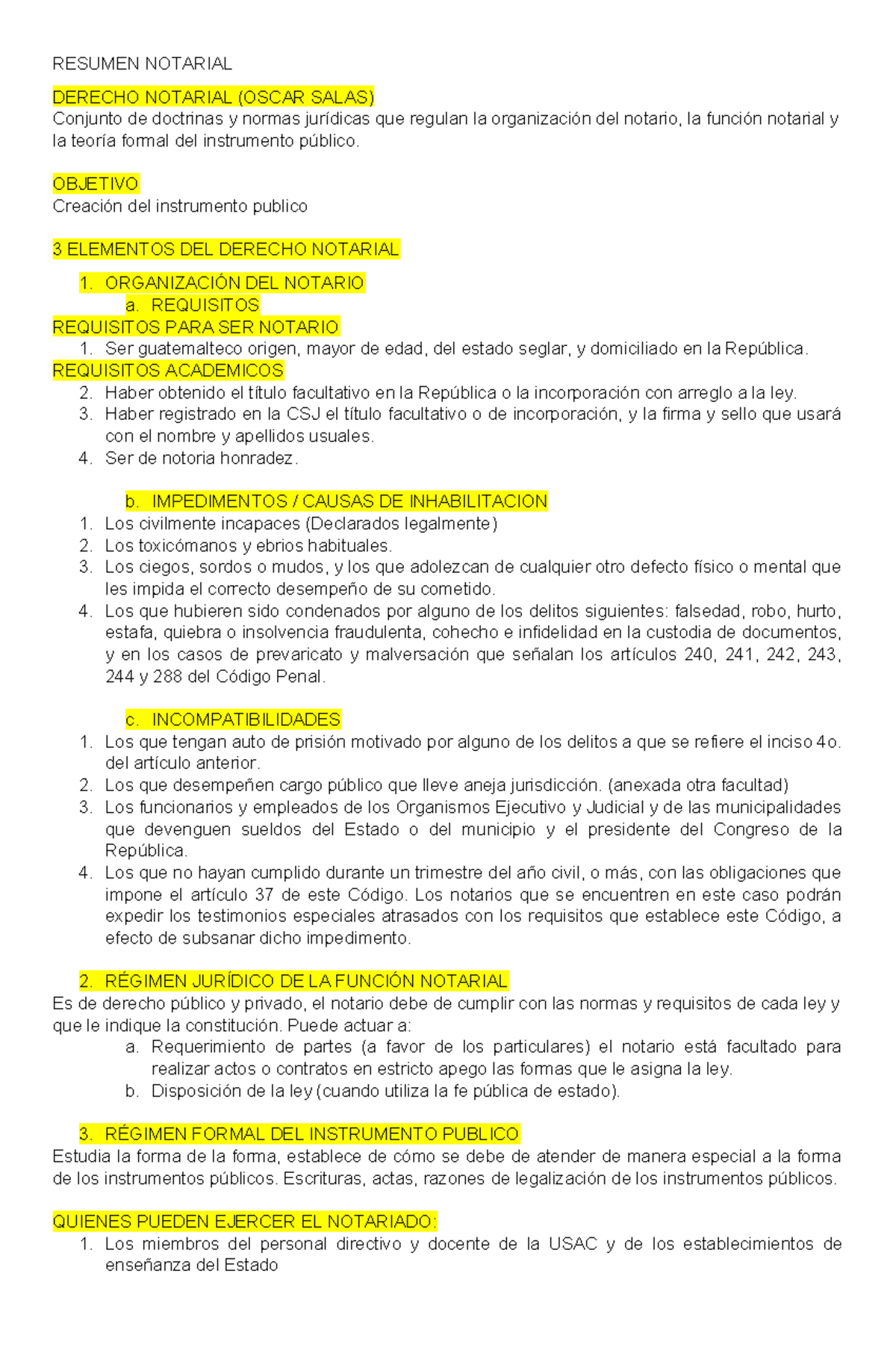 Resumen Notarial de Derecho Notarial (OSCAR SALAS) - Studocu