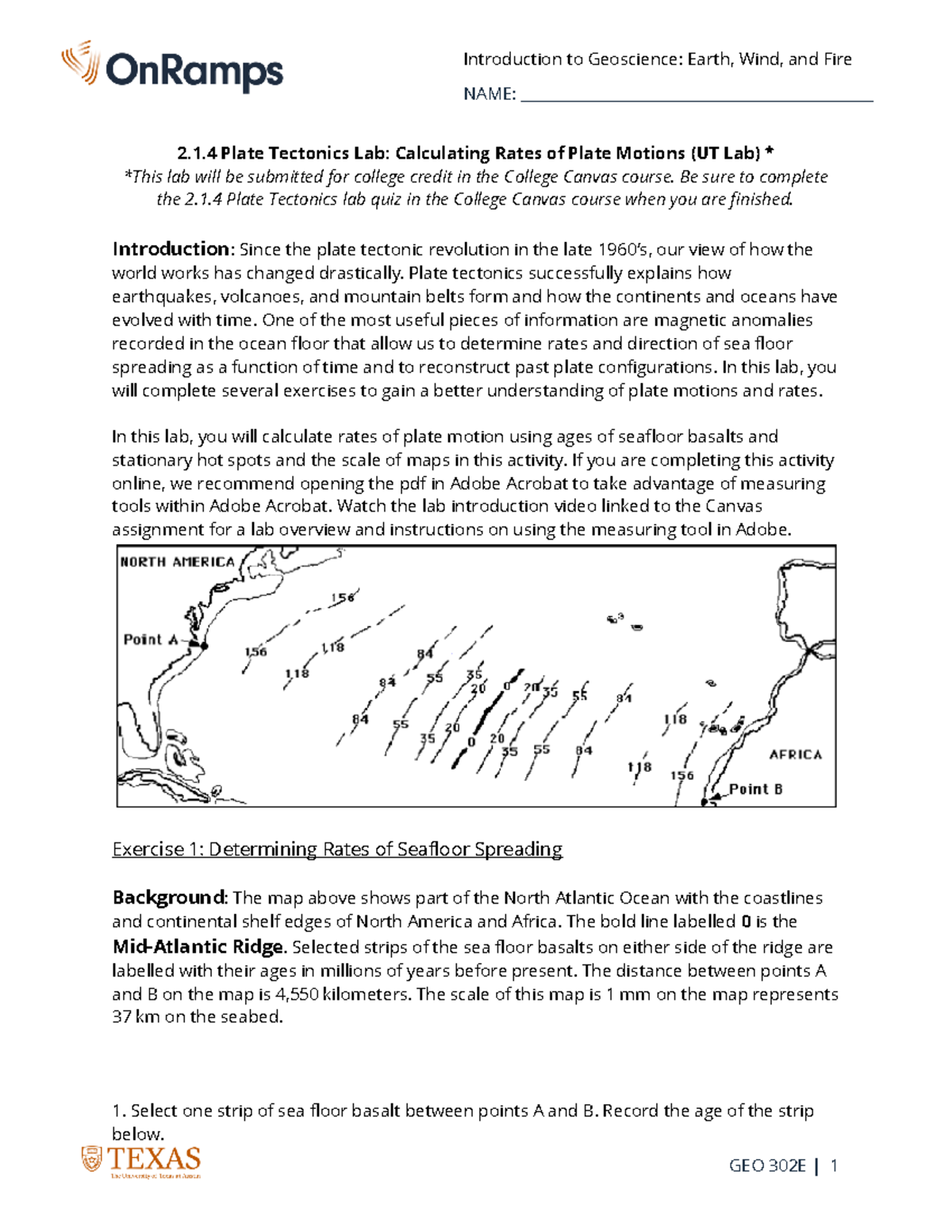 2.1 Plate Tectonics Lab: Understanding Plate Motions and Spreading ...