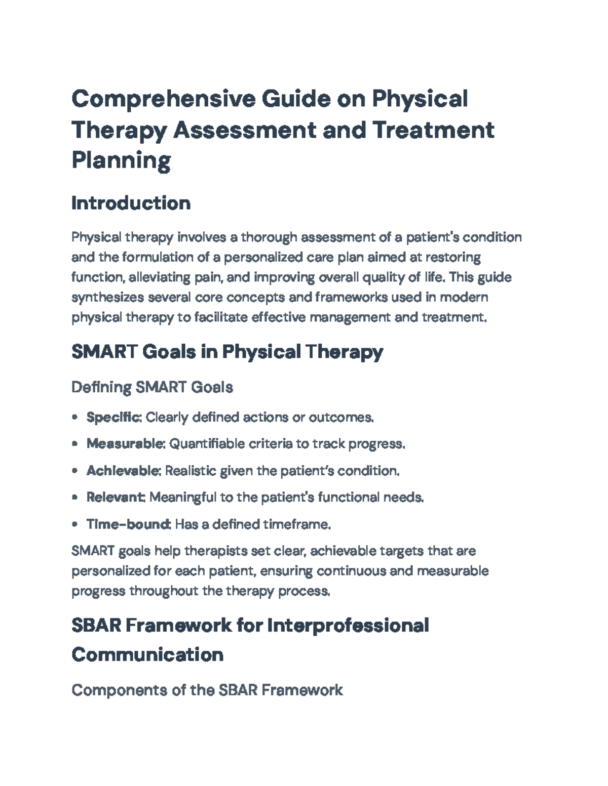 Comprehensive Guide to Physical Therapy Assessment & Treatment Planning ...
