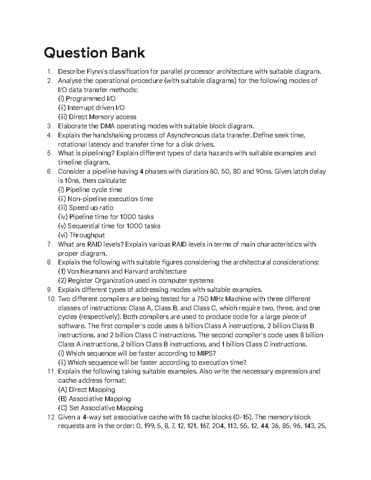 Question Bank: Parallel Processor Architecture & Data Transfer Modes - Studocu