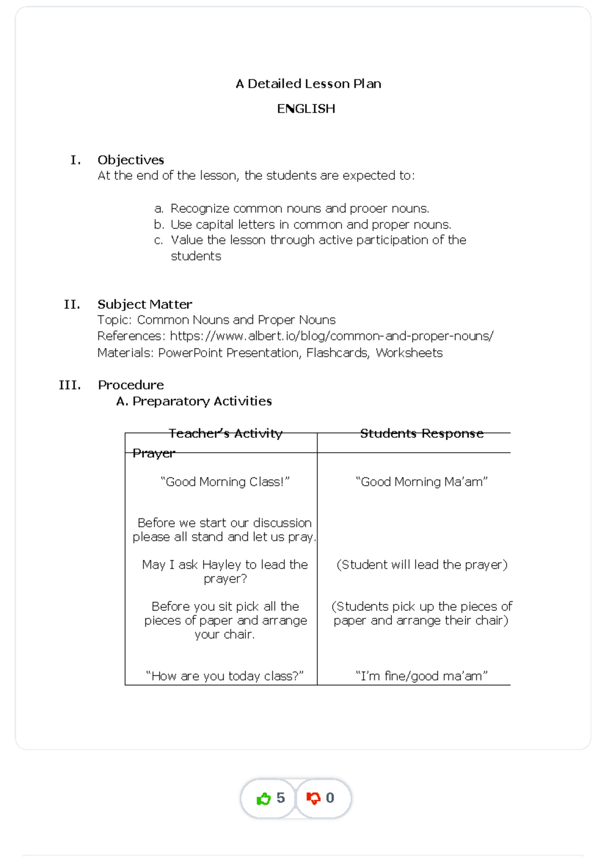 A Comprehensive Lesson Plan on Common and Proper Nouns for ENGLISH I ...