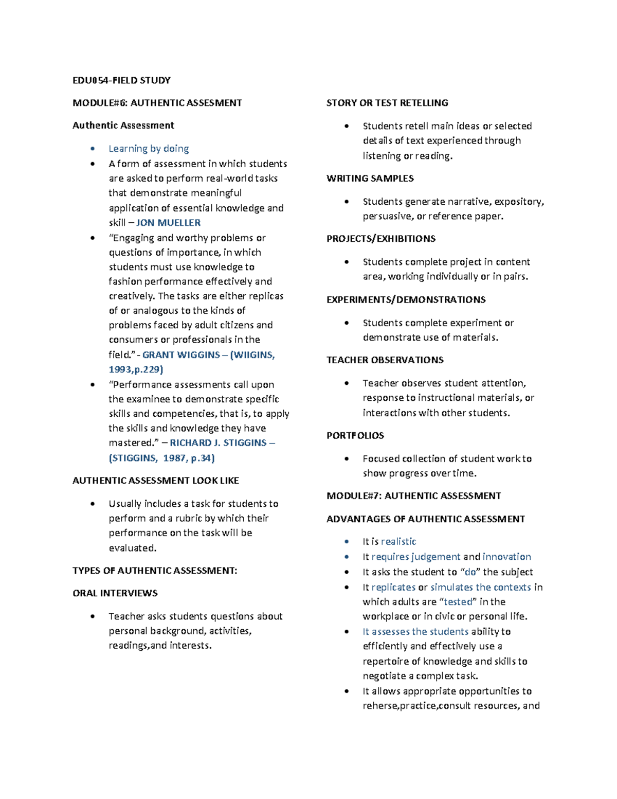 EDU054 - Field study 5 - EDU054-FIELD STUDY MODULE#6: AUTHENTIC ...