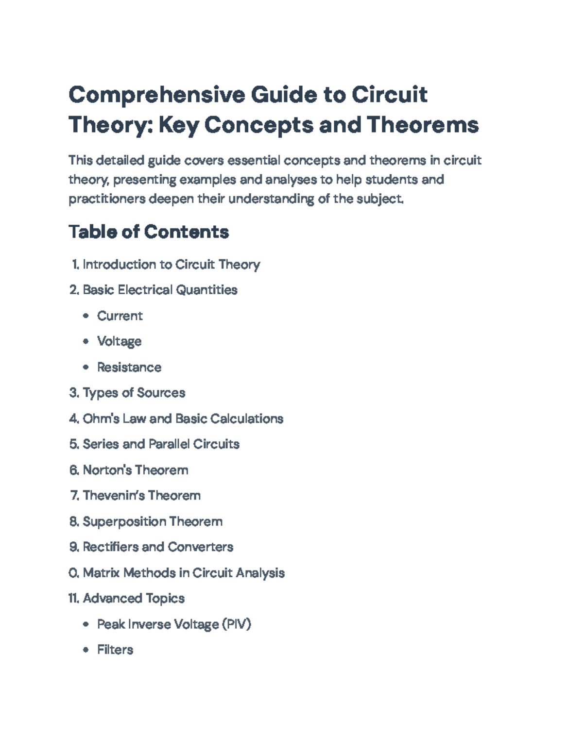 Comprehensive Guide to Circuit Theory: Concepts & Theorems - Comprehensive Guide to Circuit ...