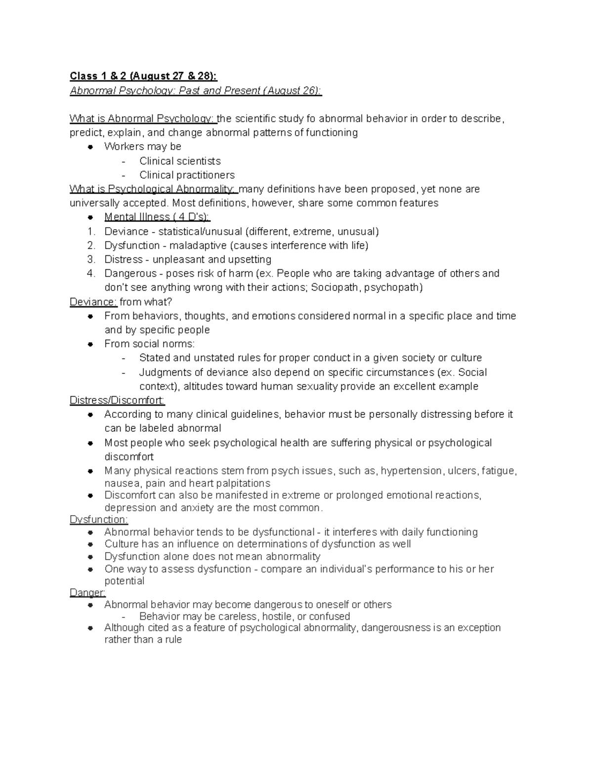 Psych 395: Abnormal Psychology Overview and Key Concepts - Studocu