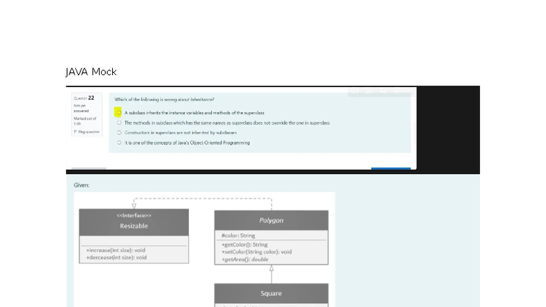 JAVA Mock Exam Notes: Key Concepts and Answers - Studocu