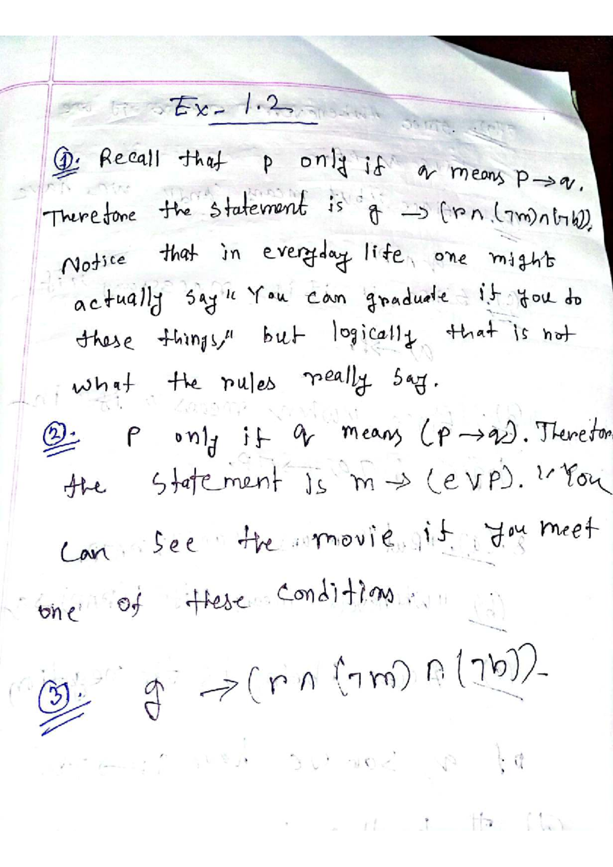 EX 1 - Discrete Mathematics: Logical Statements and Conditions - Studocu