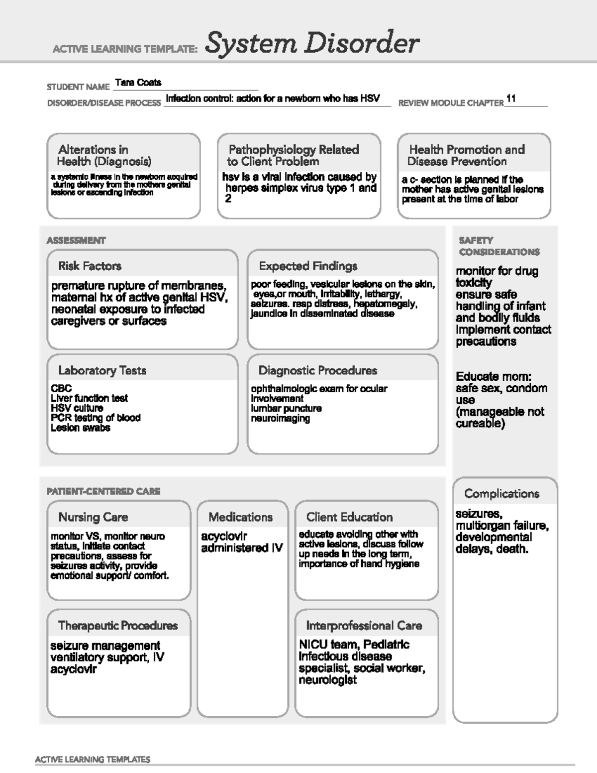 ACTIVE LEARNING TEMPLATE: HSV Infection Control in Newborns - Studocu