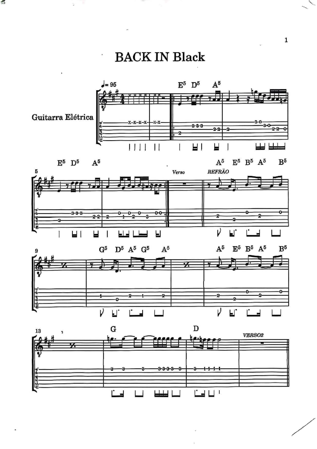 BACK IN Black Guitar Tabs and Chords - Studocu