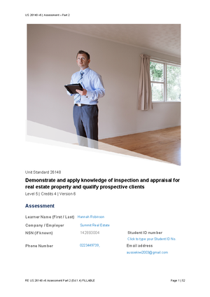 ASS Q1 - ASS 1 - Set A ver. 2. BSRV 4601 Fundamentals of Real Estate Assessment 1 Learning ...