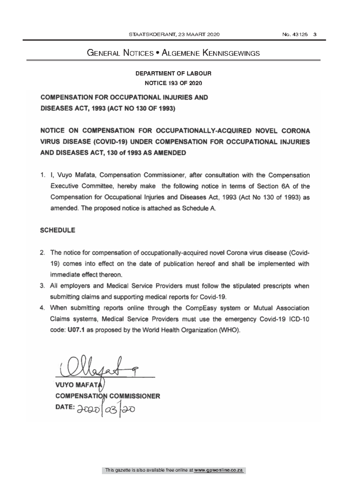 Compensation for Occupational Injuries & Diseases Act ( Coida) ACT 130 ...