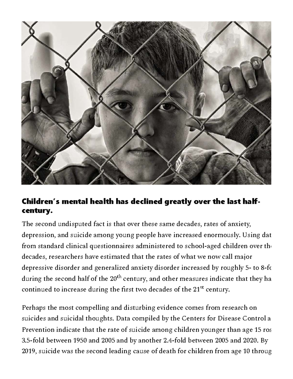 Play Deprivation and the Teen Mental Health Crisis: A Study on Causes ...