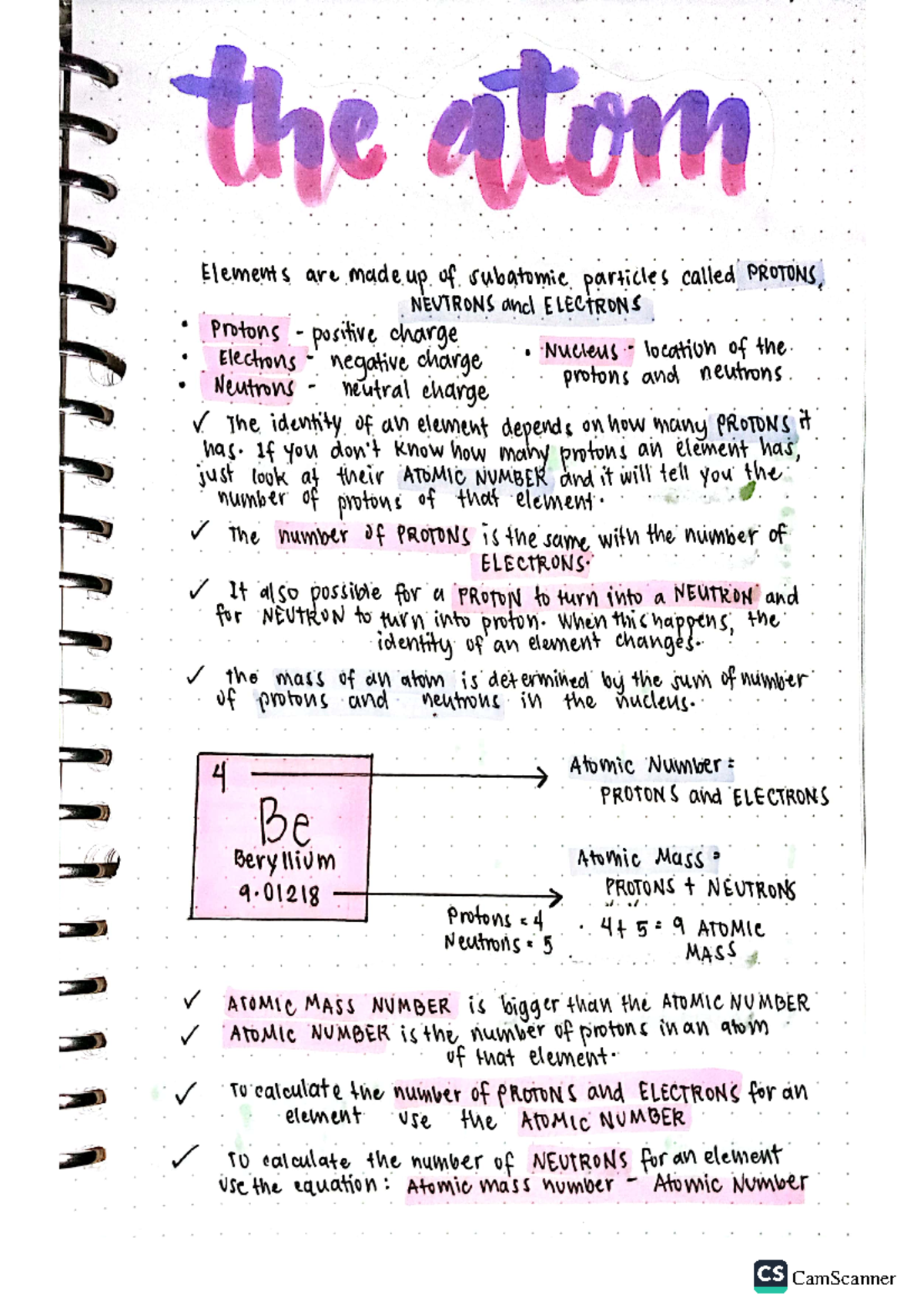 Physical Science Q1 part 1 Notes - the atom Elements are made up of ...